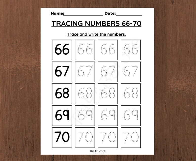51 to 100 Number Tracing Worksheets, Traceable Numbers, Preschool ...