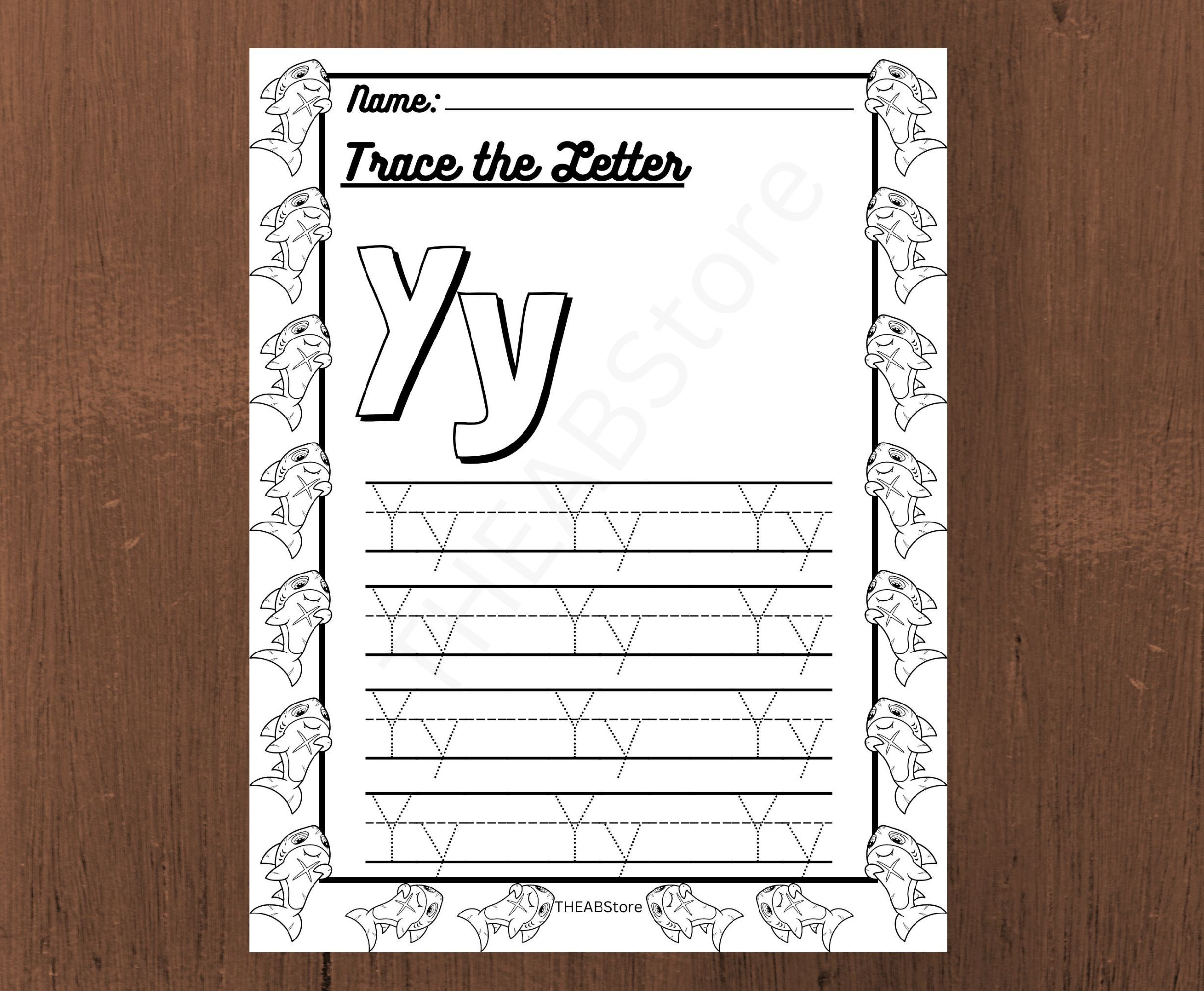 Baby Shark Theme Alphabets Tracing Worksheets, Baby Shark Boarder ...