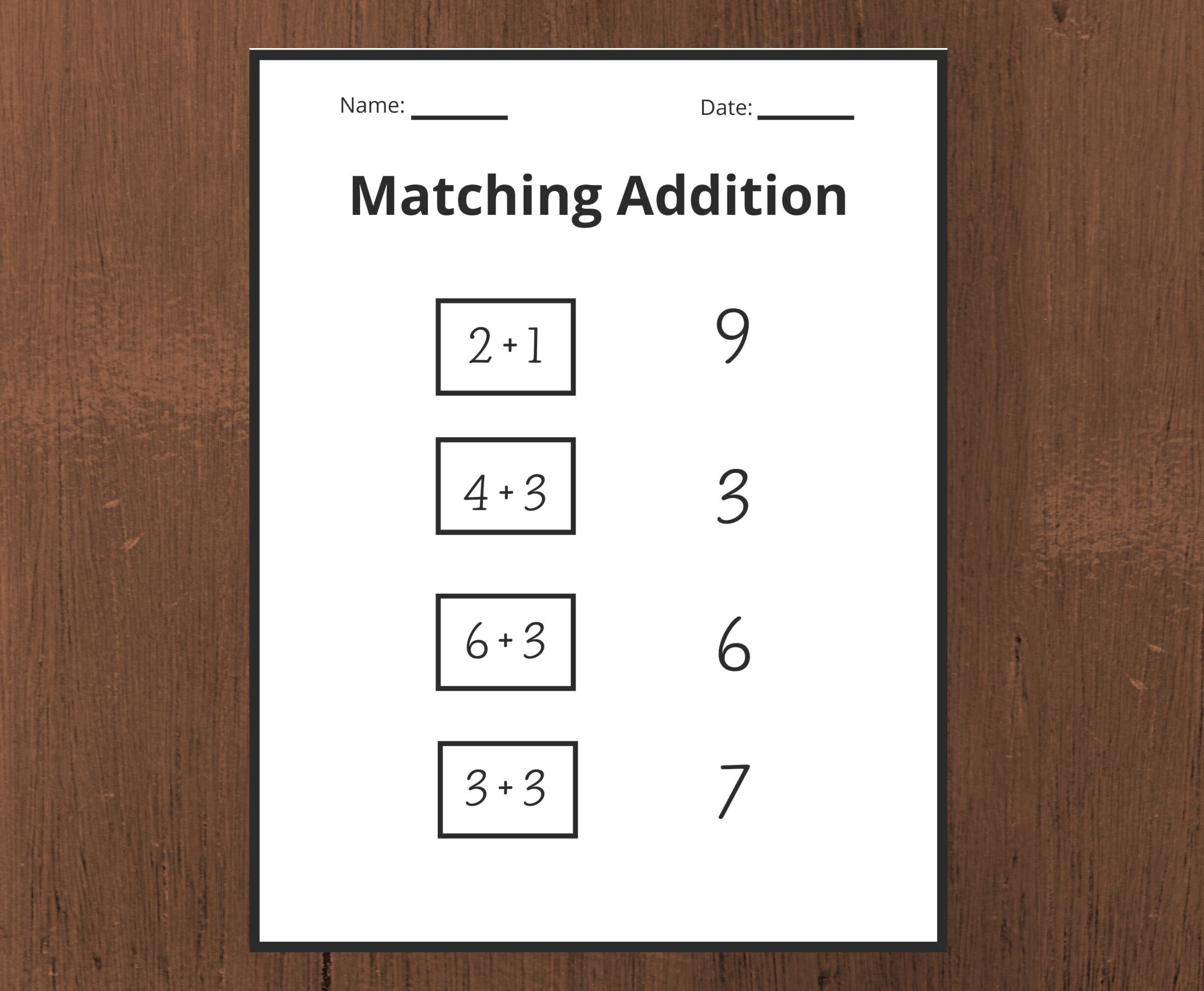 1 to 10 Matching Addition Worksheets 10 Add and Match Fun - Etsy