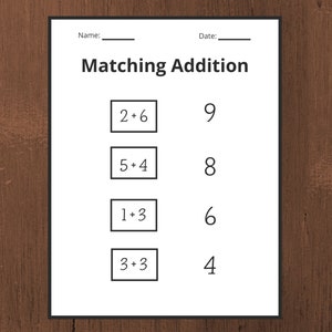 1 to 10 Matching Addition Worksheets, 10 Add and Match Fun Worksheets ...
