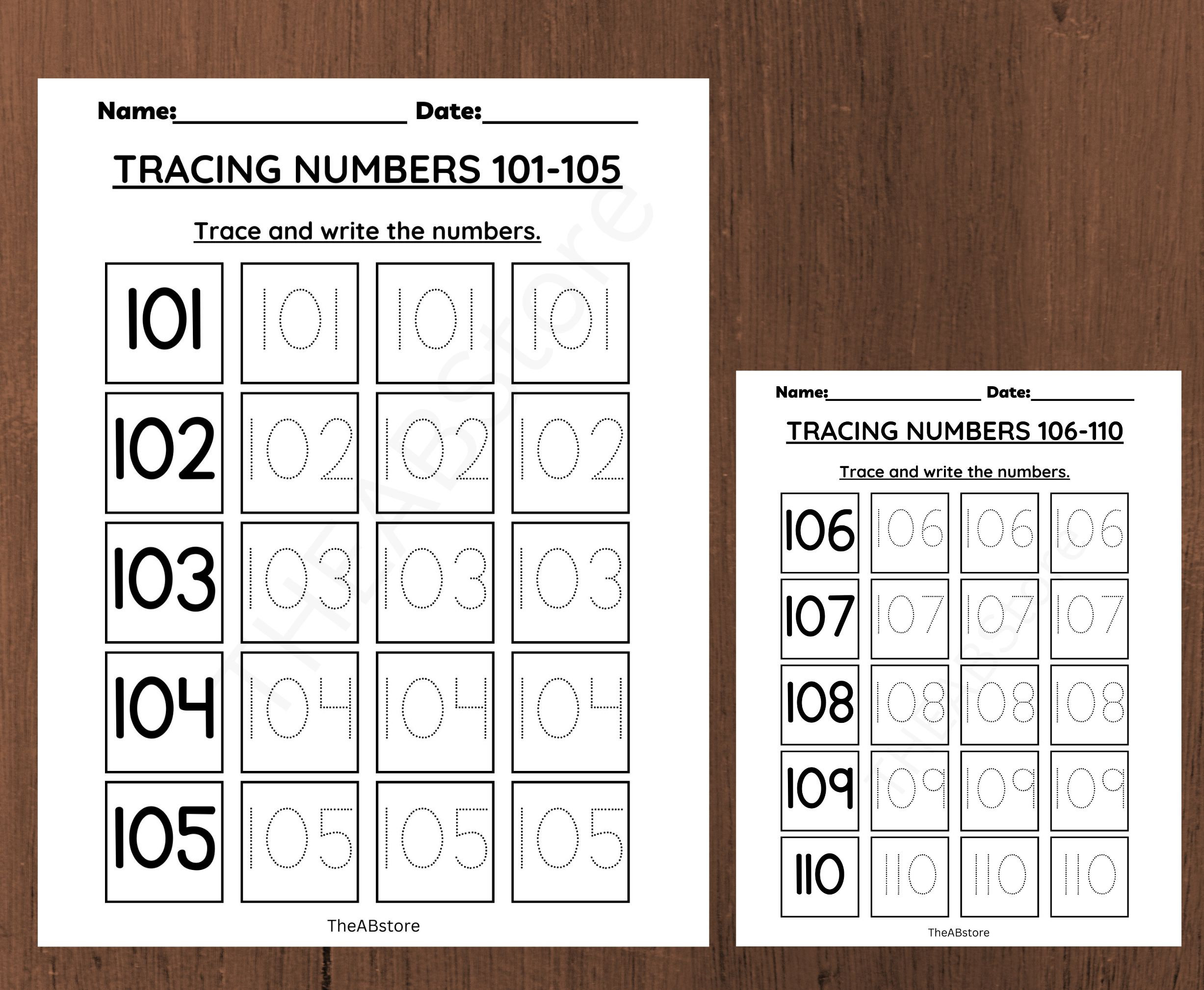 101 to 150 Number Tracing Worksheets, Traceable Numbers, Preschool ...