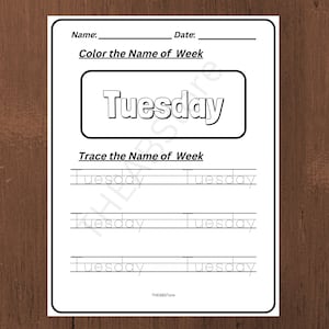 Days of the Week Tracing Worksheets / Tracing Printable for Pre-k ...