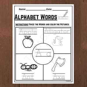 26 Alphabet With Words Worksheets, Preschool Activity, Learn Words ...