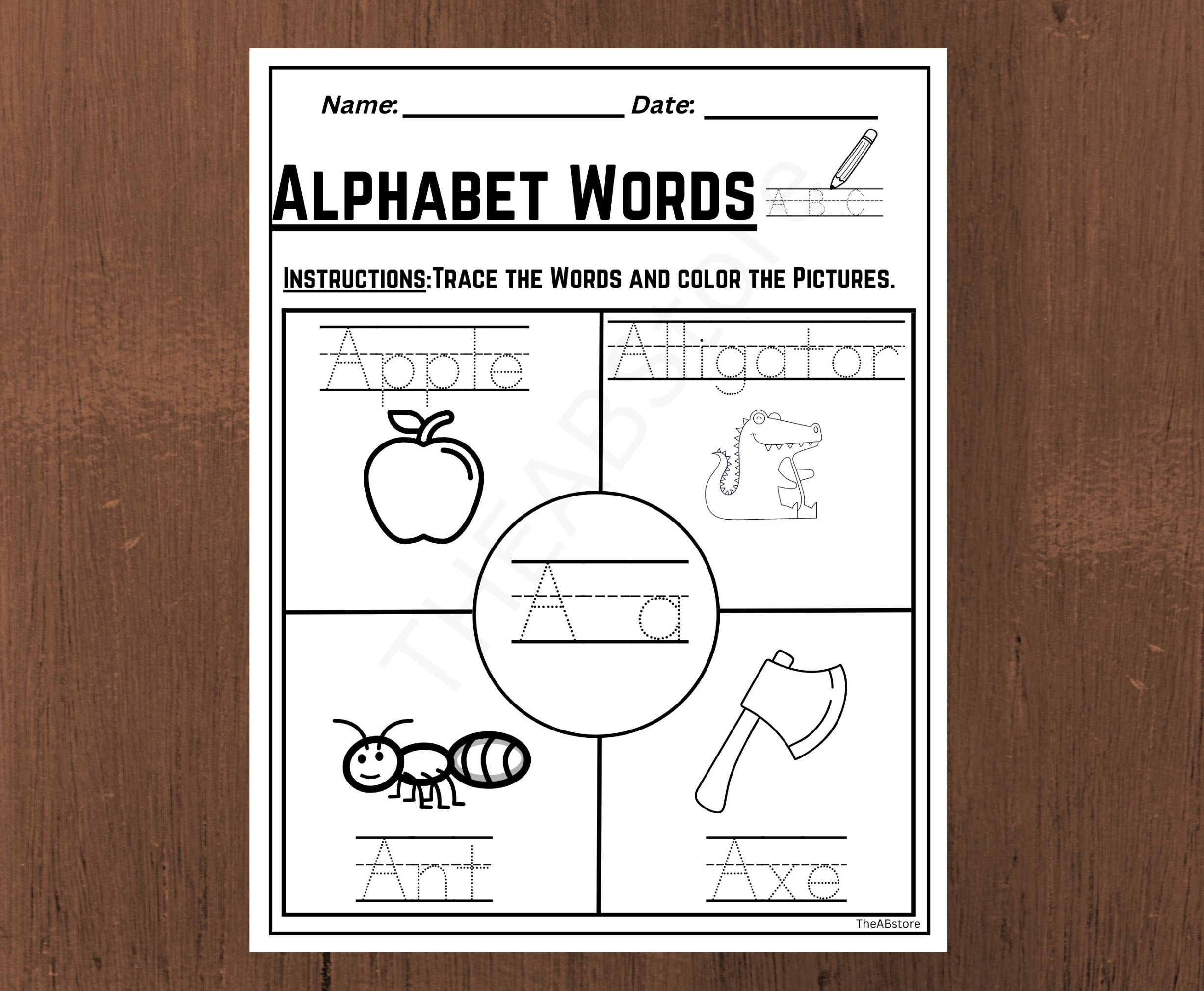 26 Alphabet With Words Worksheets, Preschool Activity, Learn Words ...