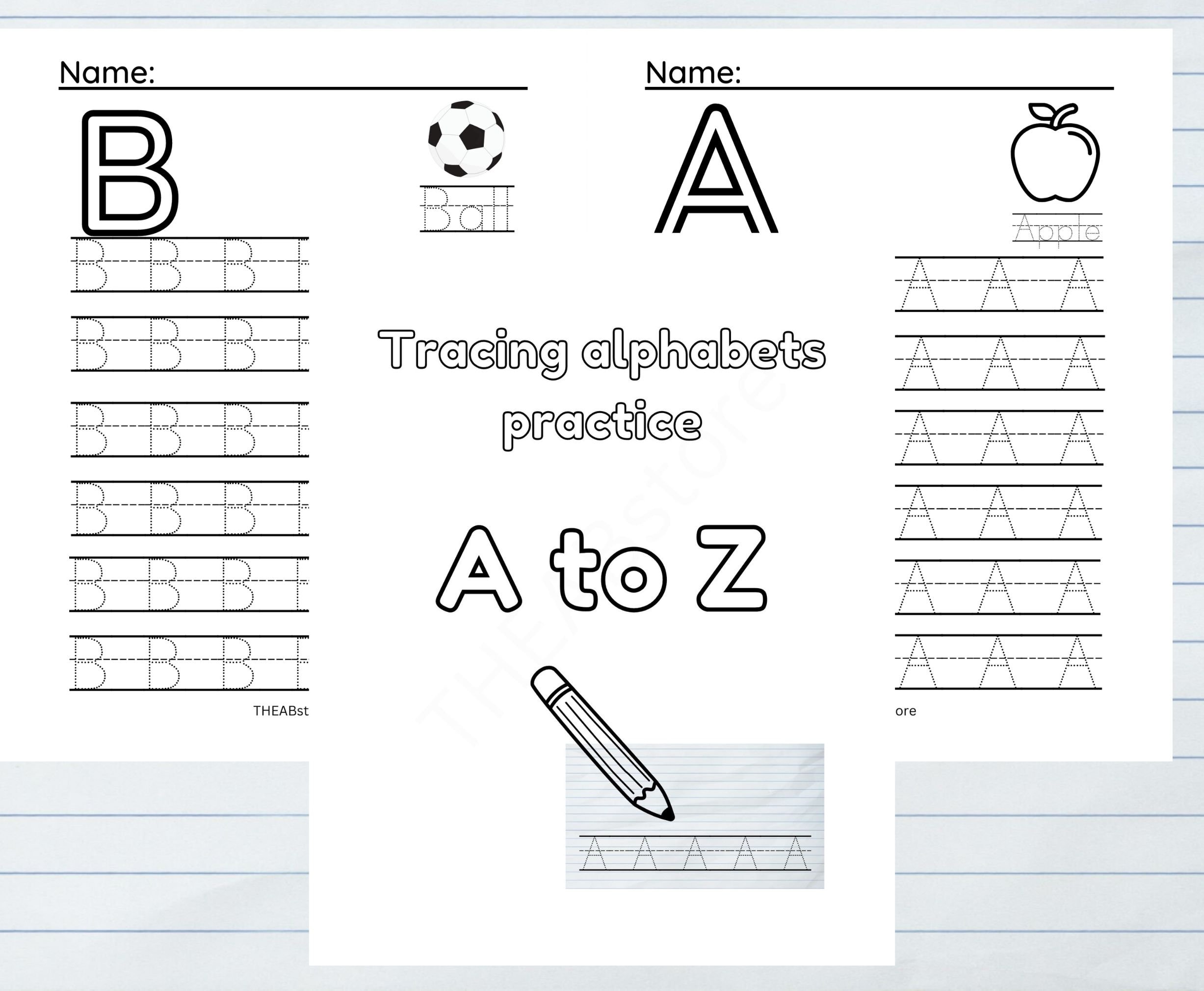 Alphabet Tracing, Worksheets, 26 Printable Uppercase, Preschool ...