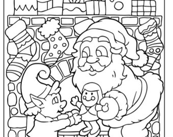Digital Christmas Coloring Pages | Etsy