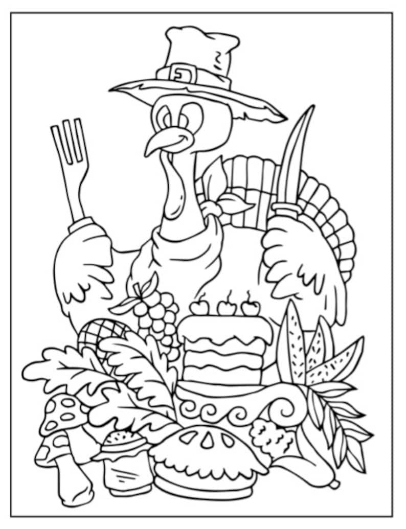 30 Thanksgiving Coloring Pages for Kids - Etsy