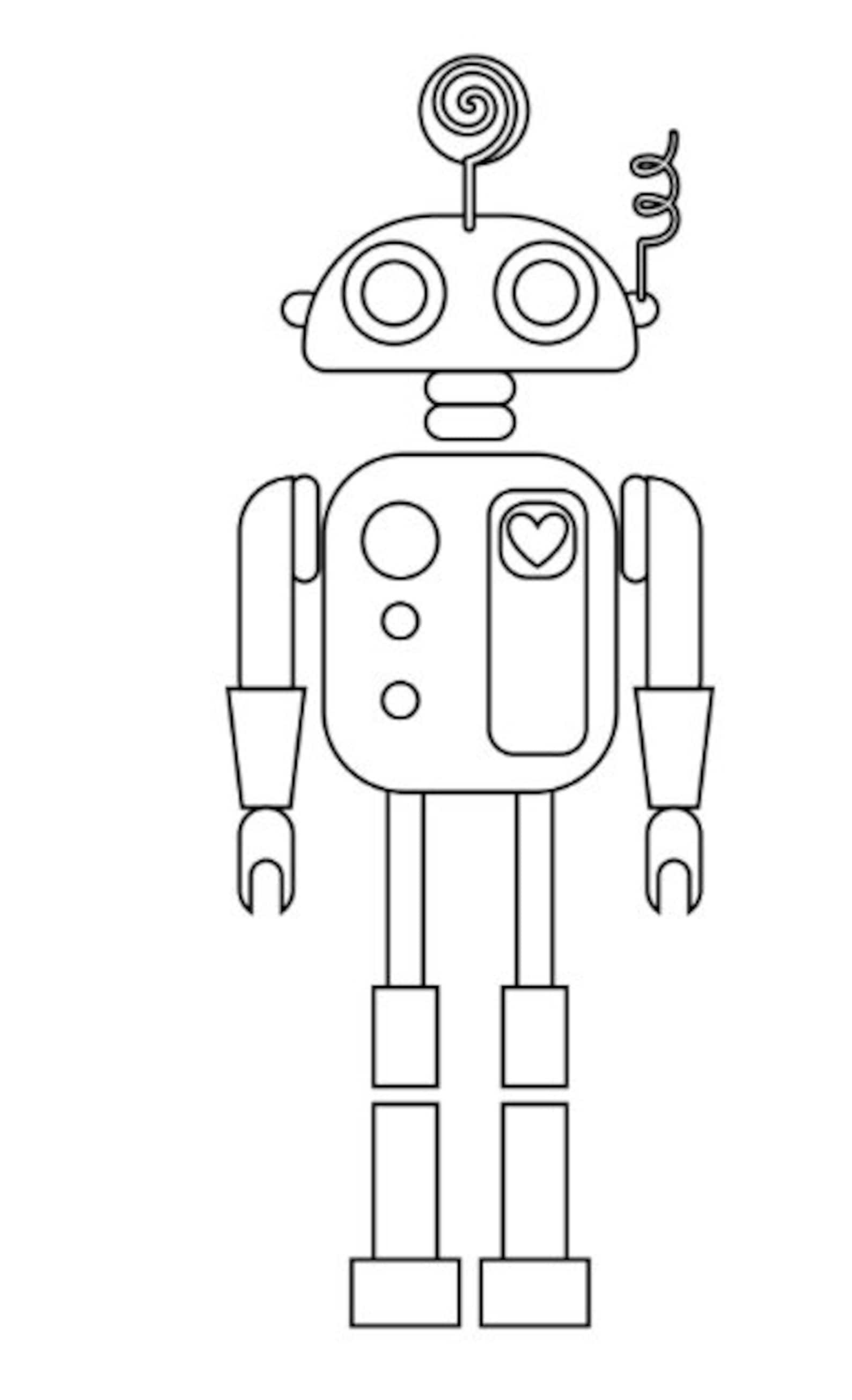 Digital Robot Coloring Pages for Kids; - Etsy