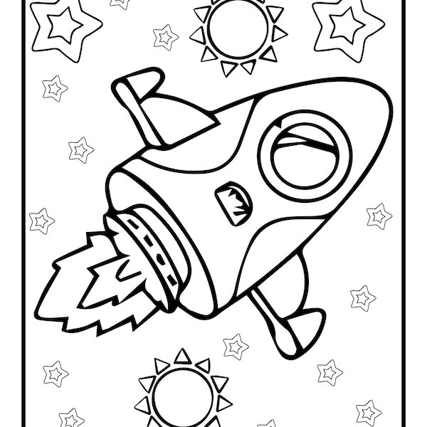 Space Themed Coloring Pages - Etsy