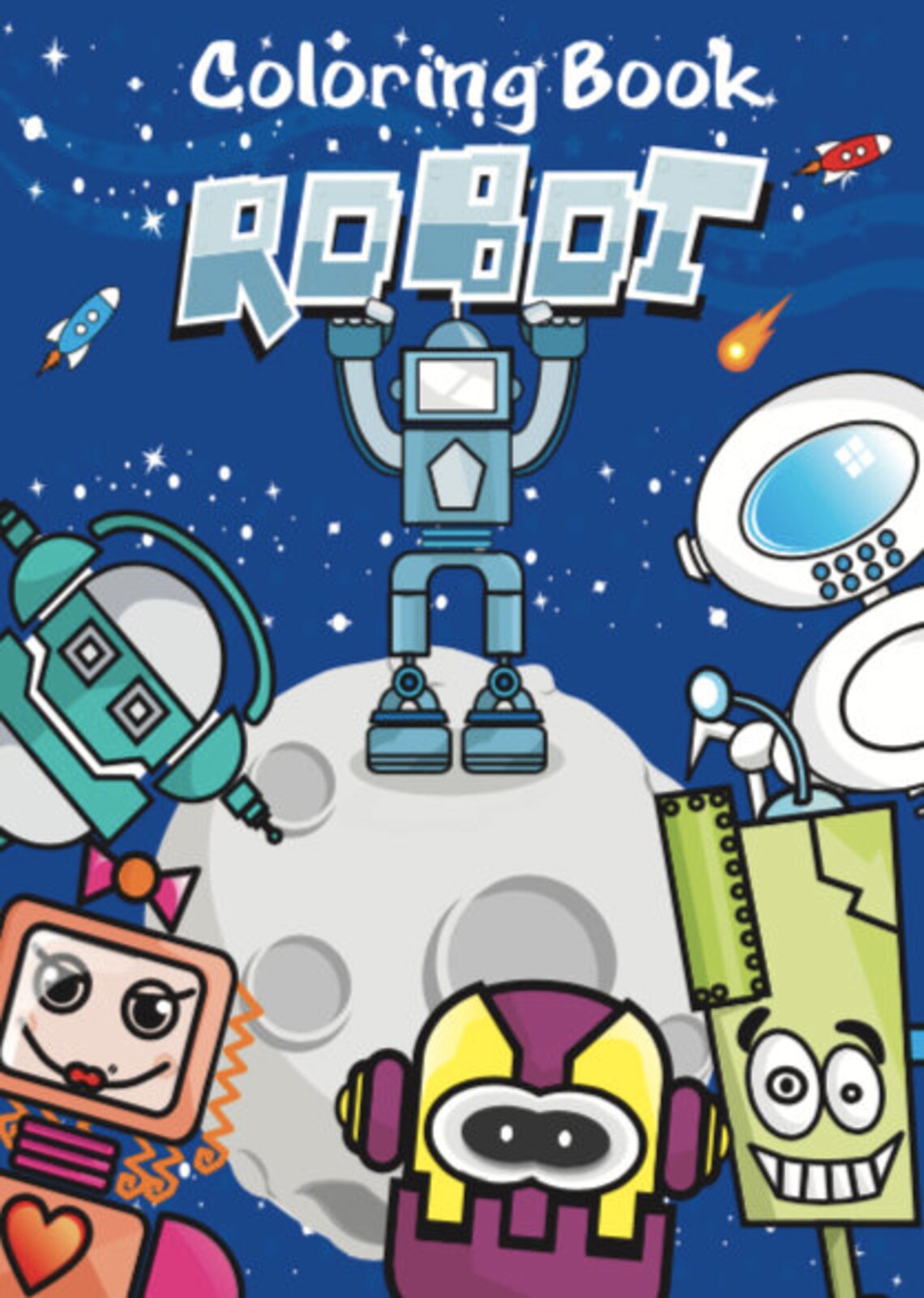 Digital Coloring Book Robots | Etsy