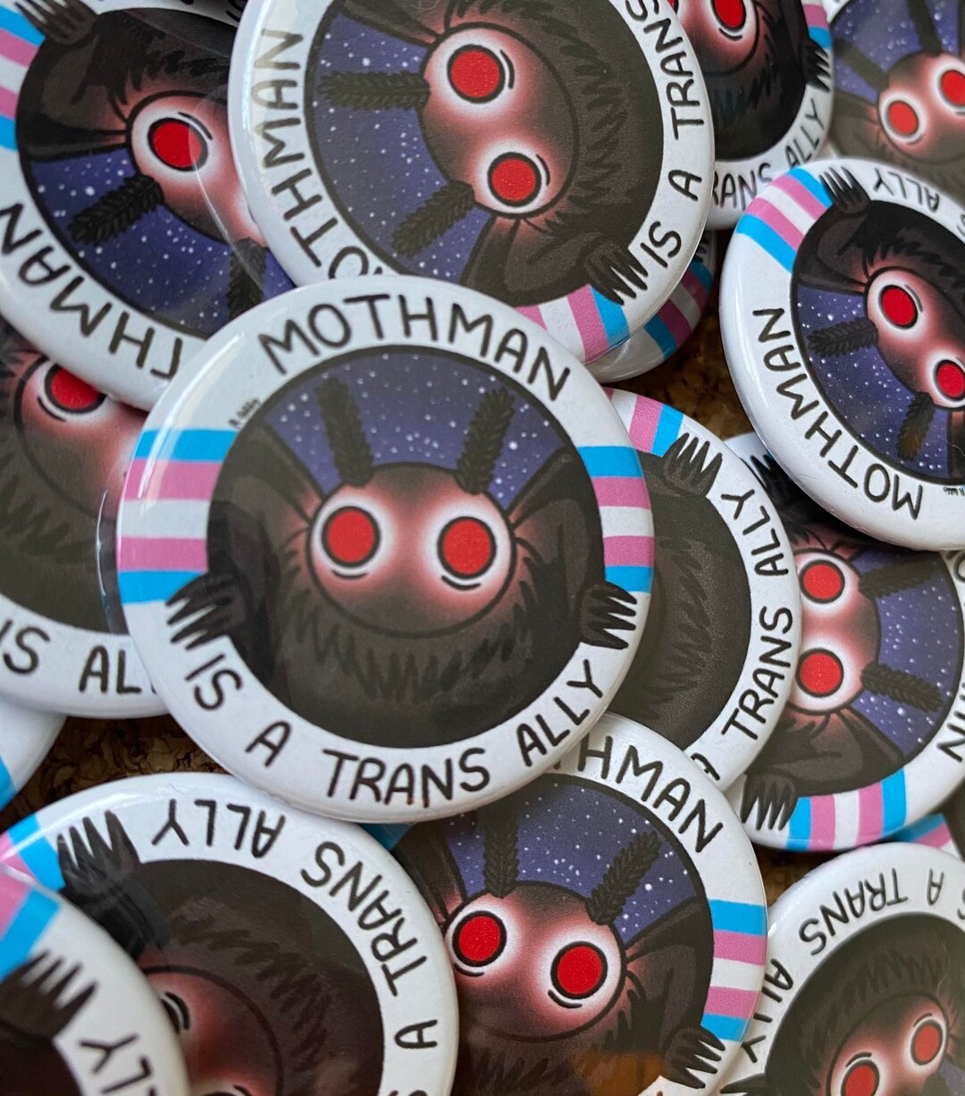 Mothman is a Trans Ally - Button Badge: LGBTQ, Non-binary, Pride ...