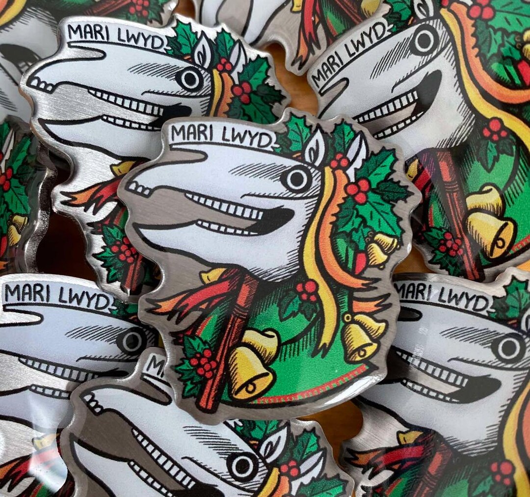 Metal Pin Badge: Mari Lwyd, Welsh, Wales, Cymru, Christmas, Folk ...