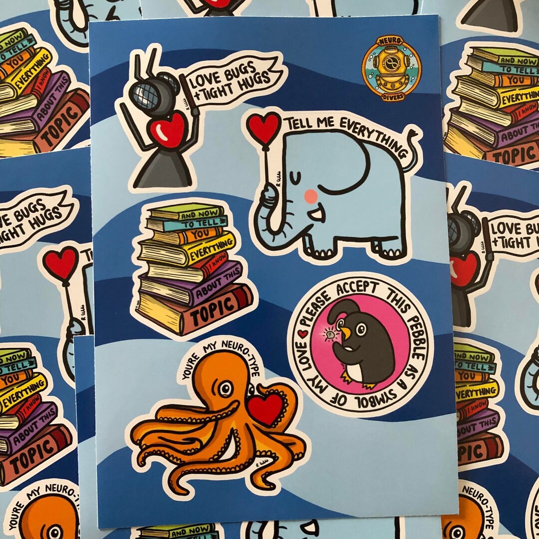 Love Sticker Sheet: Neurodiversity, Neurodivergent, Valentines, Focused ...