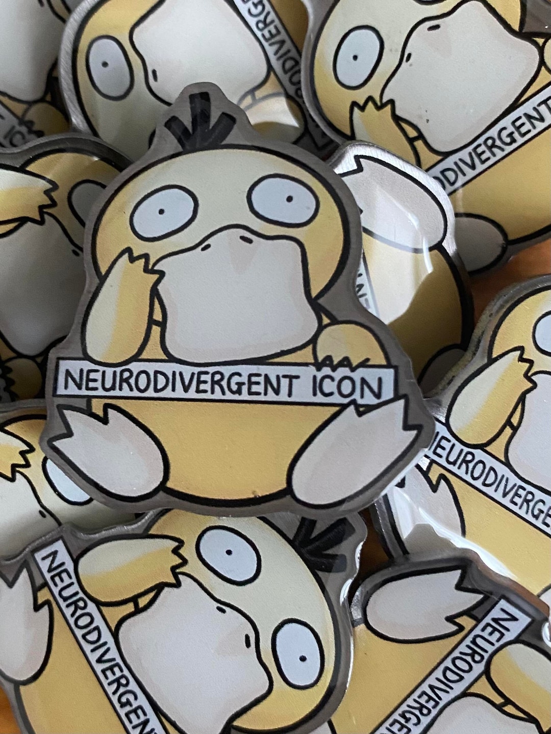 Metal Pin Badge: Psyduck, Brass, Neurodivergent Icon, Pokémon, Anime ...