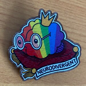 Pin Badge: Neurodivergent rainbow Wooden, Neurodivergent Pride, Autism ...