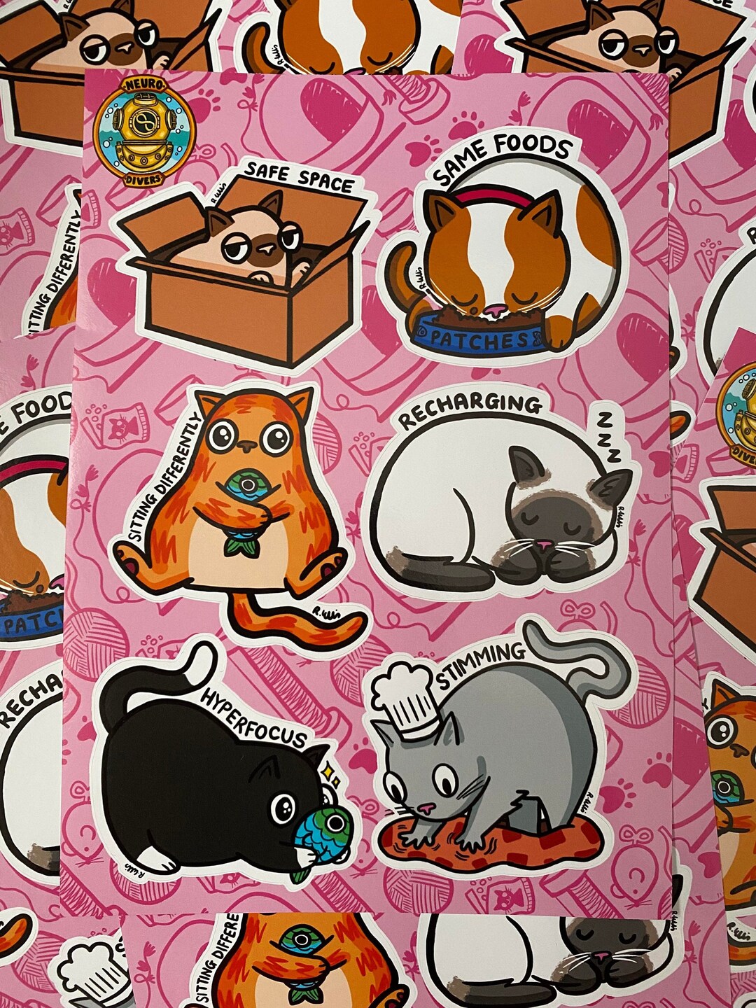 Cat Sticker Sheet: Neurodiversity Neurodivergent Anxiety - Etsy