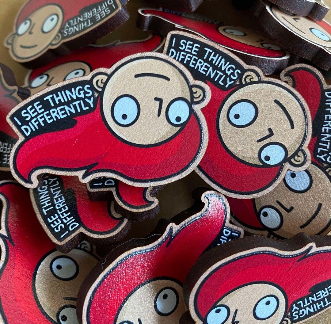Pin Badge: I See Things Differently Wooden Badge, Neurodivergent ...