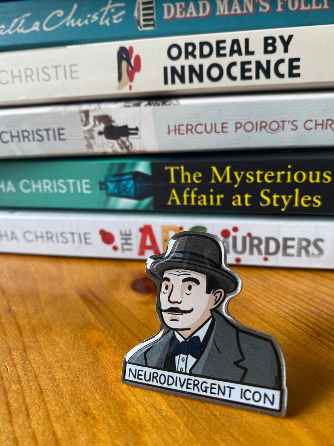 Metal Pin Badge: Neurodivergent Icon - Hercule Poirot, Agatha Christie ...