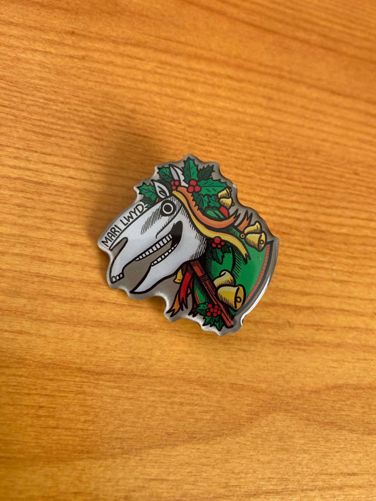 Metal Pin Badge: Mari Lwyd, Welsh, Wales, Cymru, Christmas, Folk ...