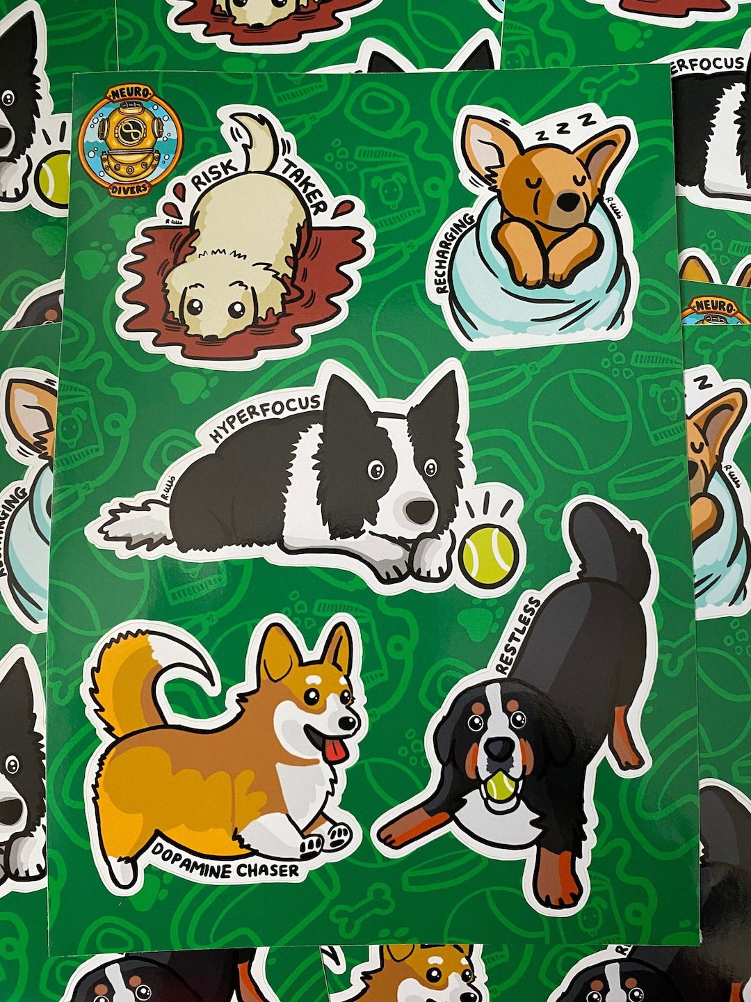Dog Sticker Sheet (A5): Neurodiversity, Neurodivergent, Anxiety ...