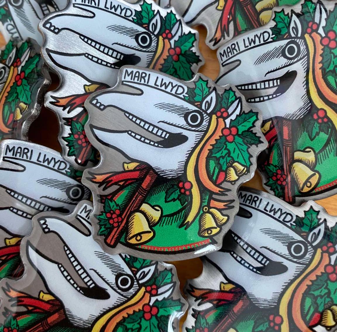 Metal Pin Badge: Mari Lwyd, Welsh, Wales, Cymru, Christmas, Folk ...