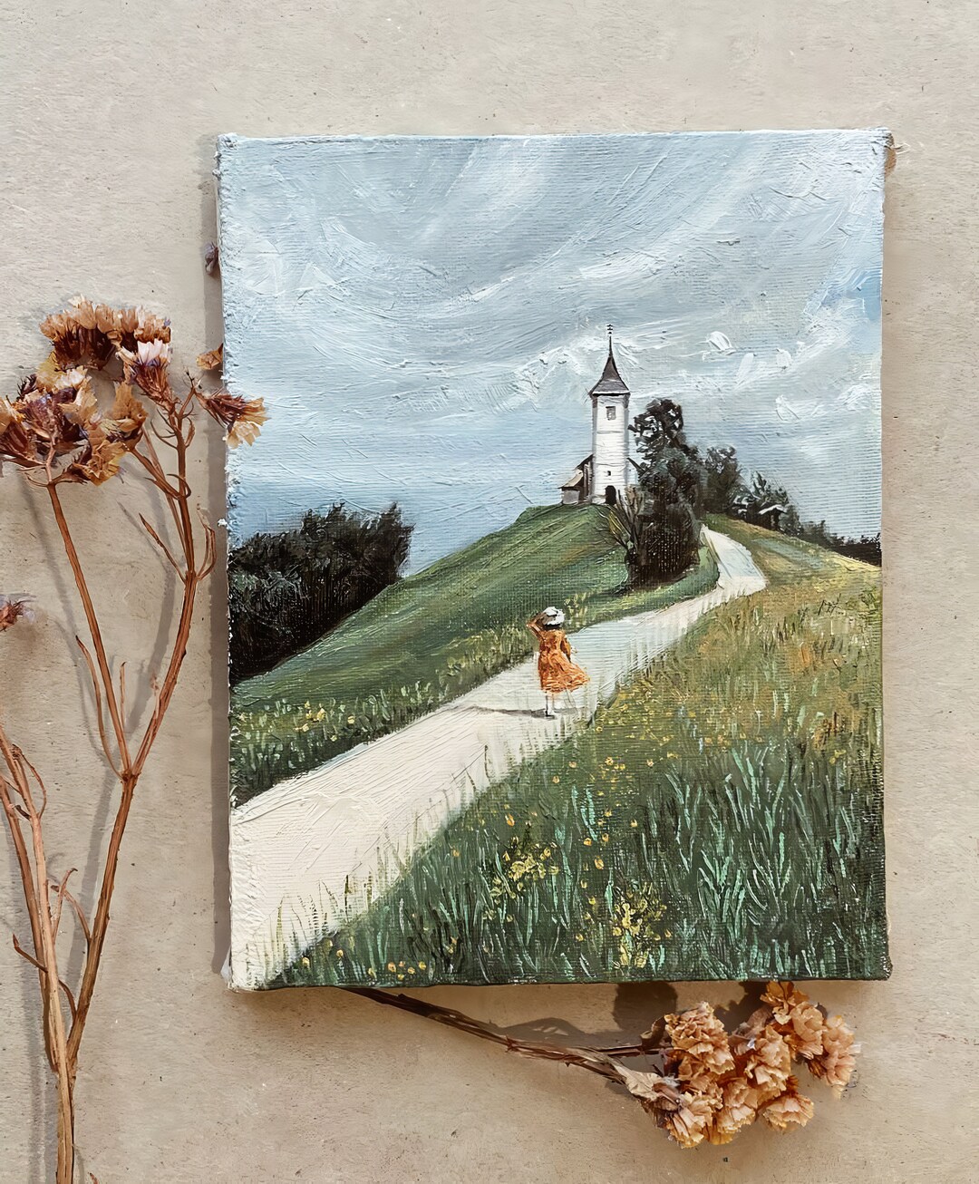 Realism Original Landscape Oil Painting on Canvas, Gift for Girl ...