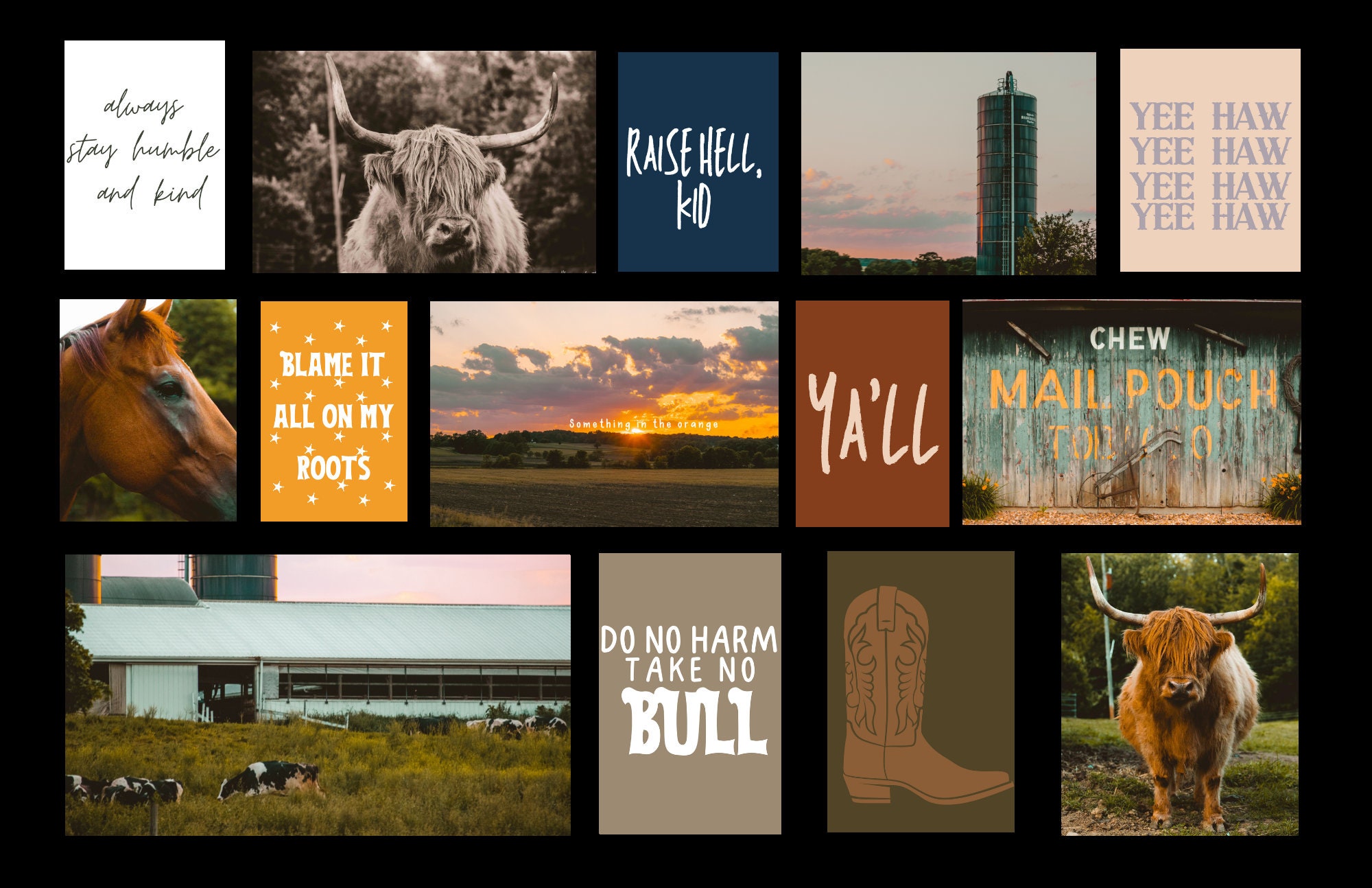 Farm Wall Collage Kit, Western Aesthetic, Wall Prints, Collage Prints ...