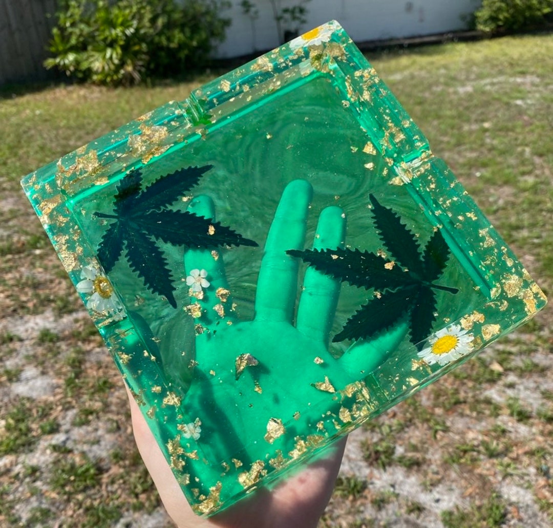 Cannabis Large Epoxy Resin Ashtray - Etsy
