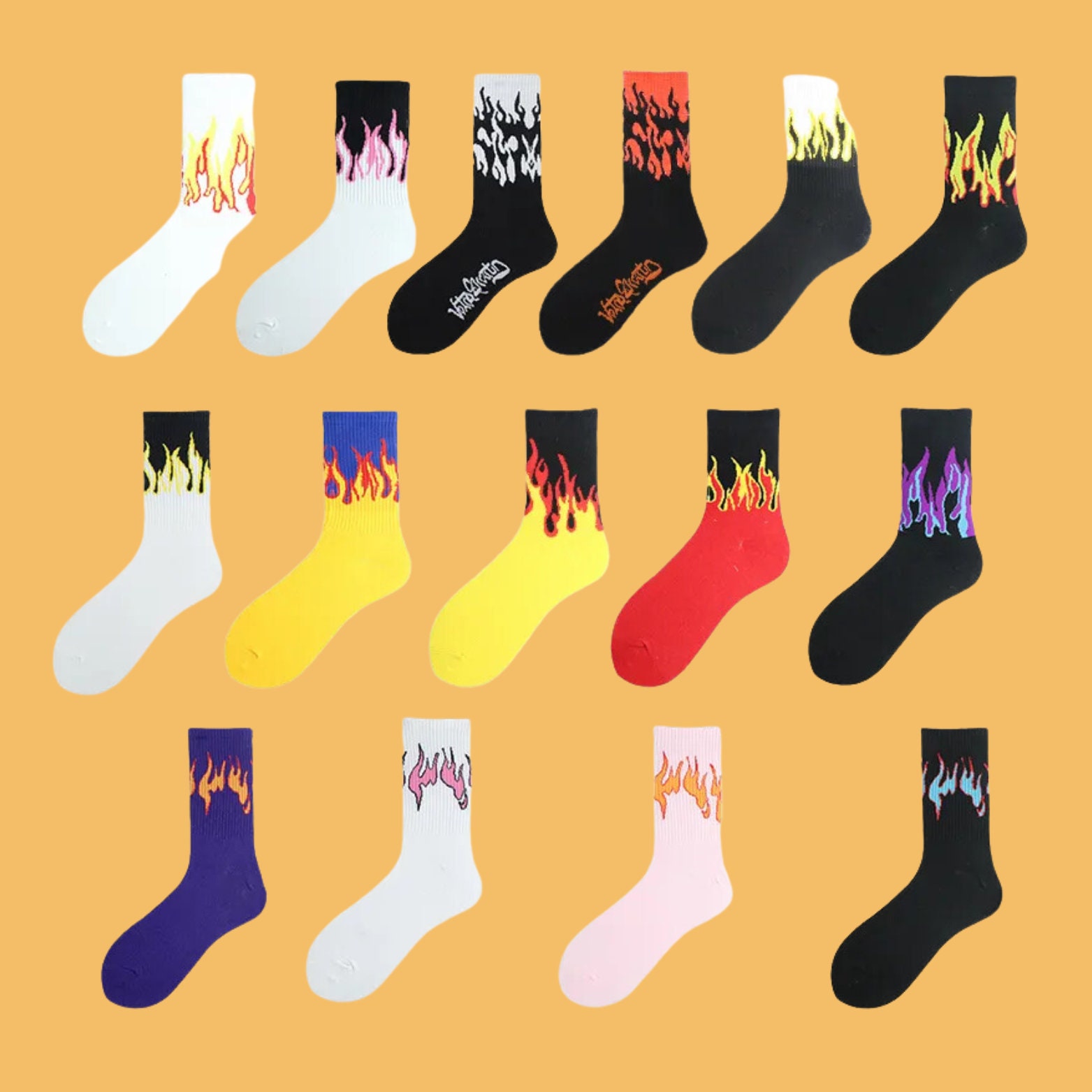 Custom Unisex Flame Crew Socks Etsy