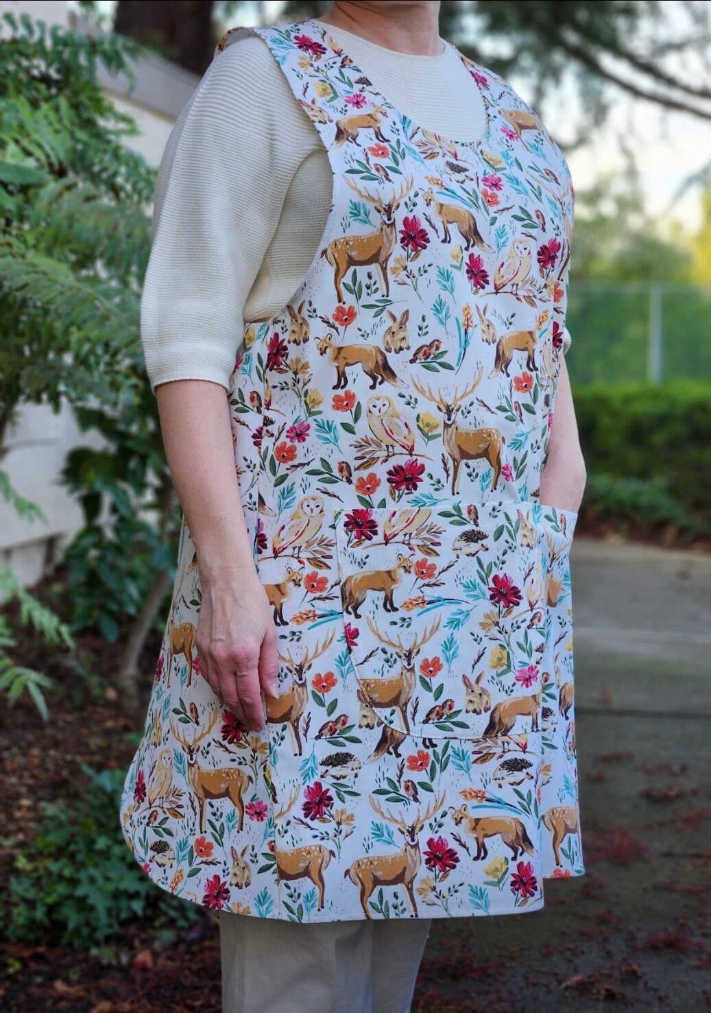 Spring in Woodland Cross Back Slip-on Apron - Etsy
