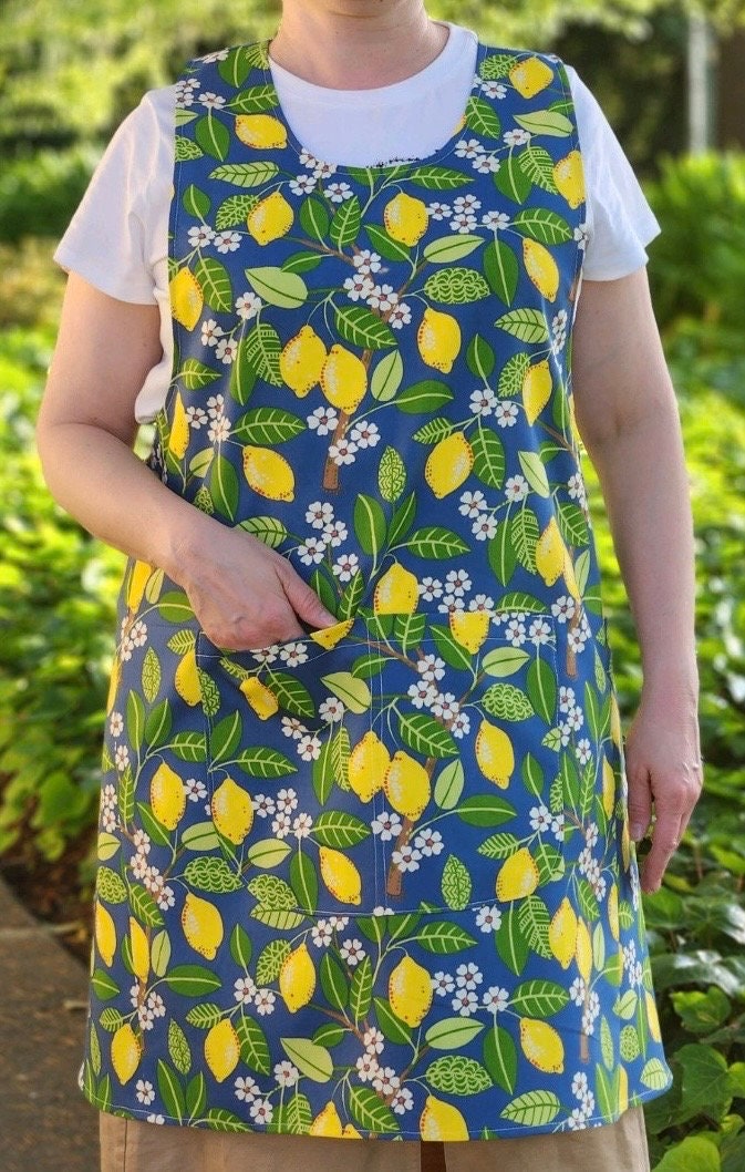 Lemon Tree Cross Back Slip-on Apron - Etsy