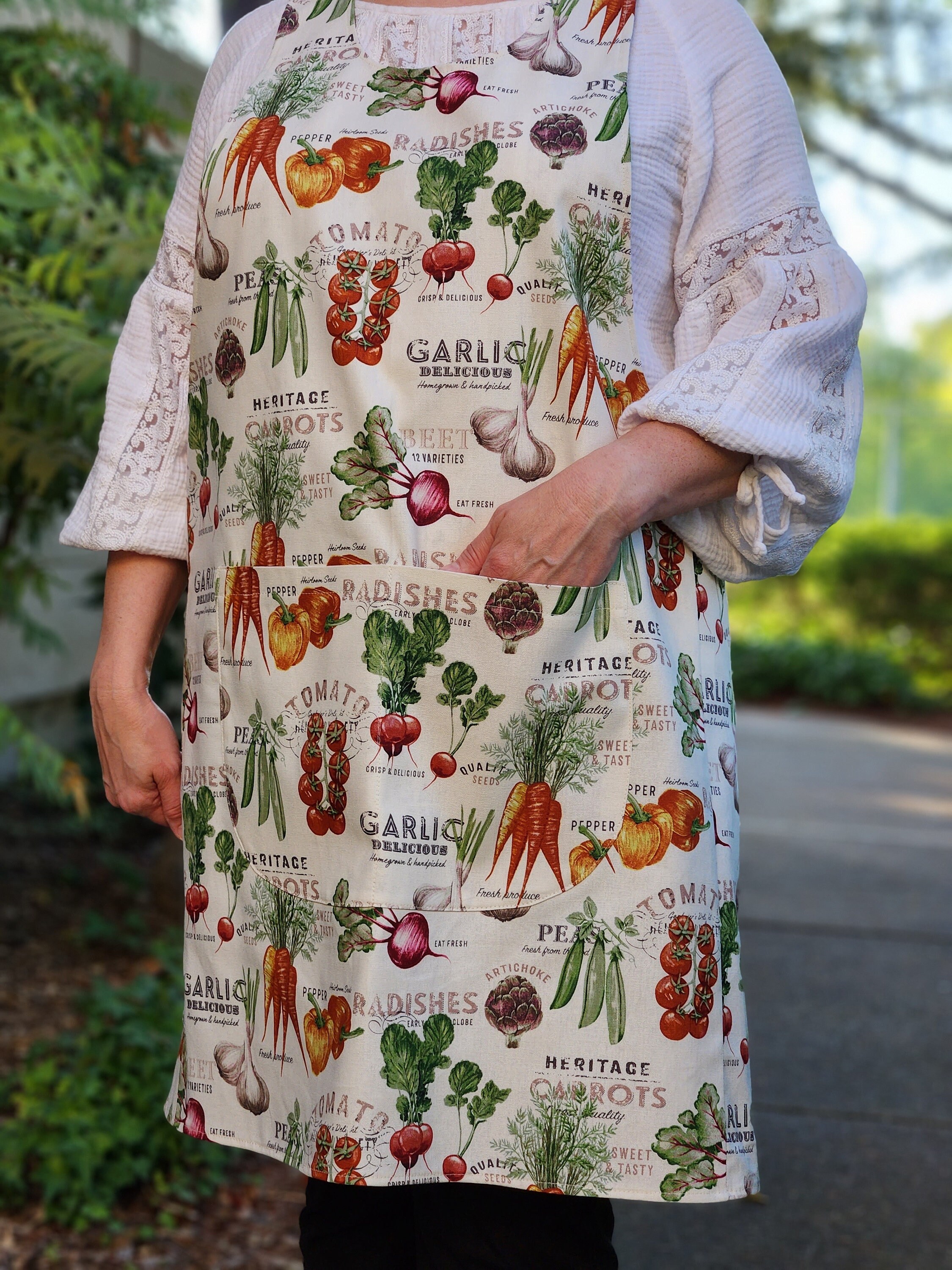 Fresh Vegetables Cross Back Slip-on Apron - Etsy