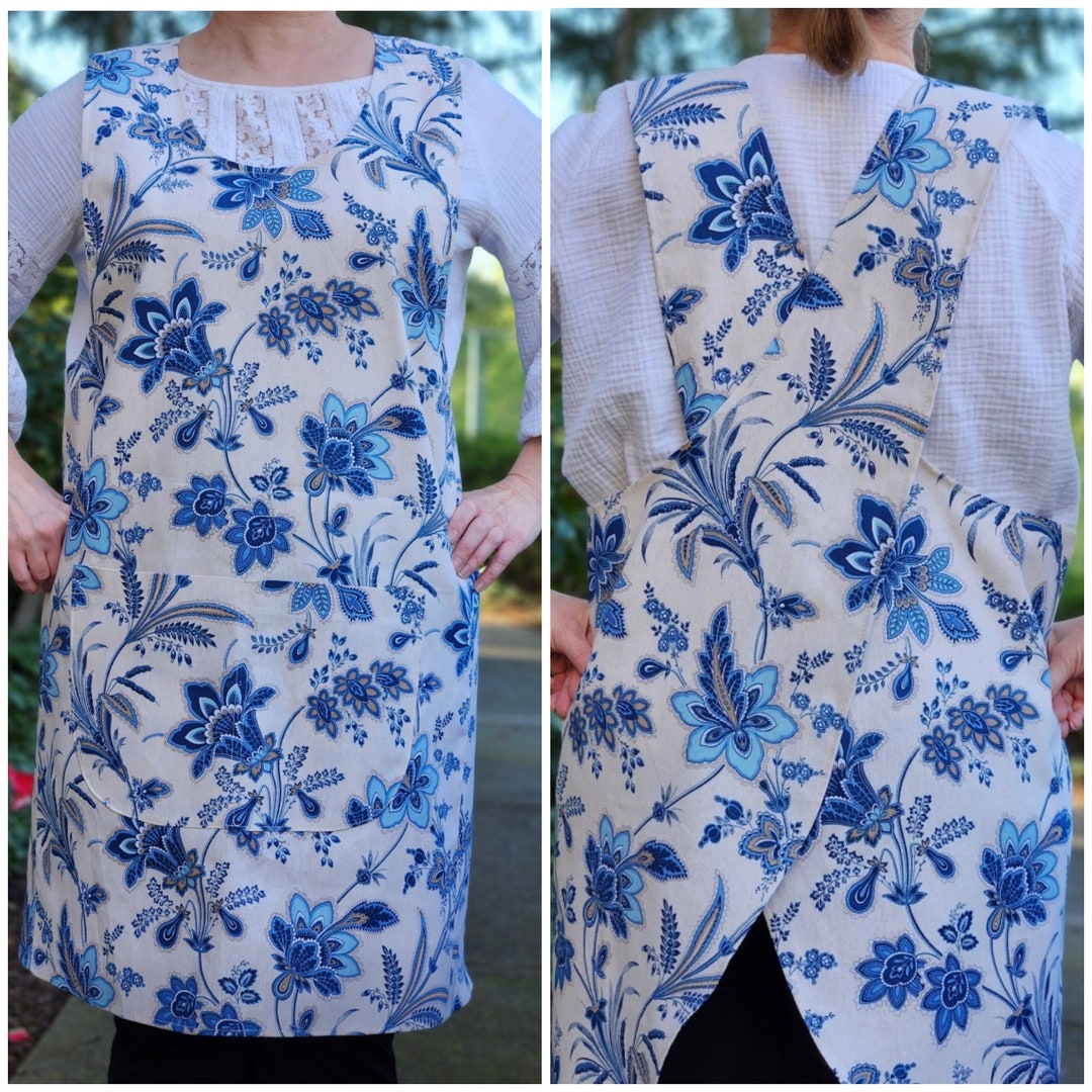 PLUS Size Adeleta Pacific Cross Back Slip-on Apron - Etsy