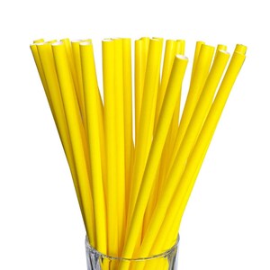 Yellow Paper Straw - 50 PCS - Solid Yellow Drinking Straw - Cocktail ...