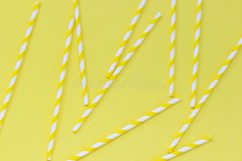 Yellow White Striped Paper Straw 50 Pcs Yellow Straw Drinking Paper ...