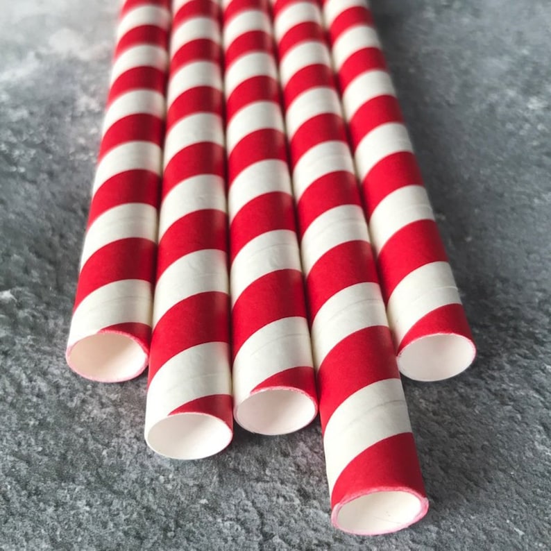 Red Striped Paper Straws - Drinking Straws - Cocktail Straws ...