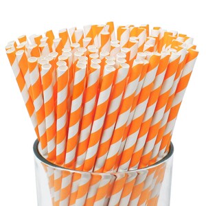 50 Orange Striped Paper Straws - Cocktail Straws -drinking Straw ...