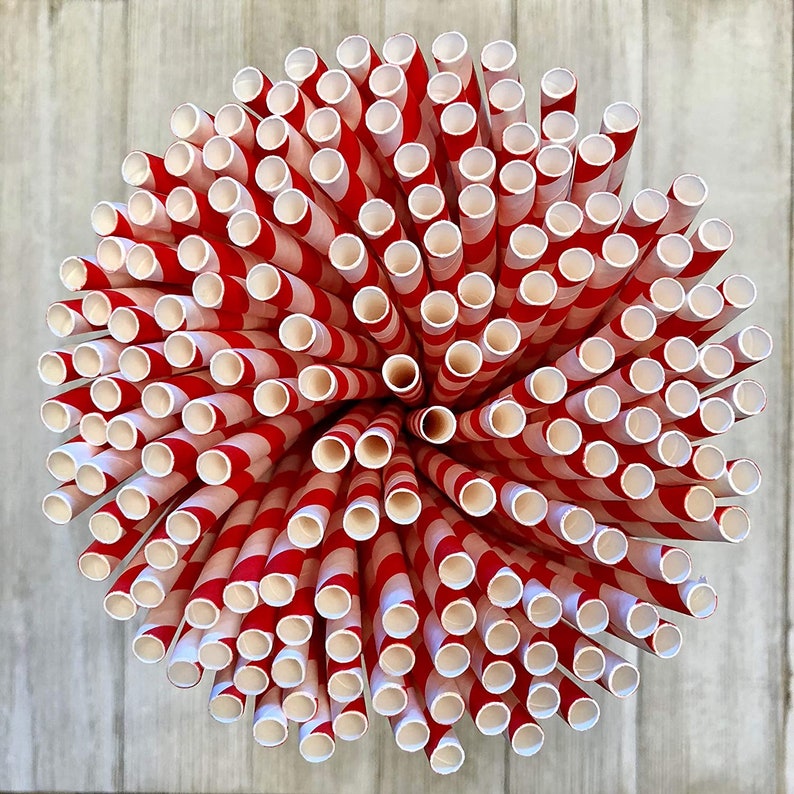 Red Striped Paper Straws - Drinking Straws - Cocktail Straws ...