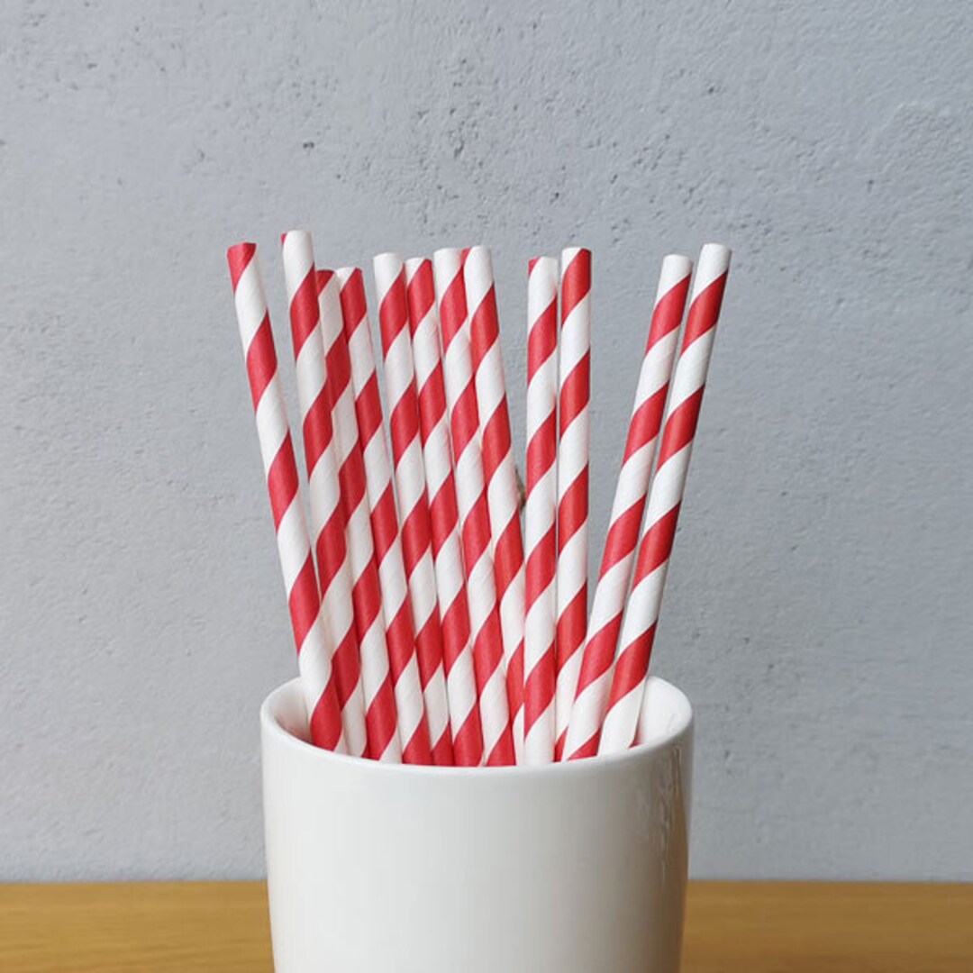 Red Striped Paper Straws - Drinking Straws - Cocktail Straws ...