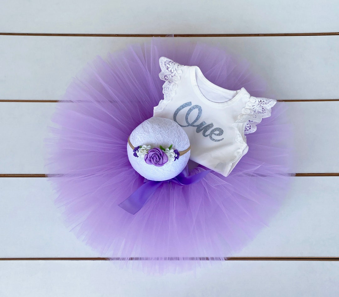 Lavender 3 Piece Cake Smash Outfit, Baby, Girl, First Birthday, Floral ...