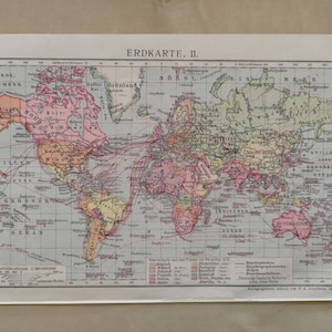 World Map 1923 | Original Picture Print From Old Encyclopedia From 1923 ...