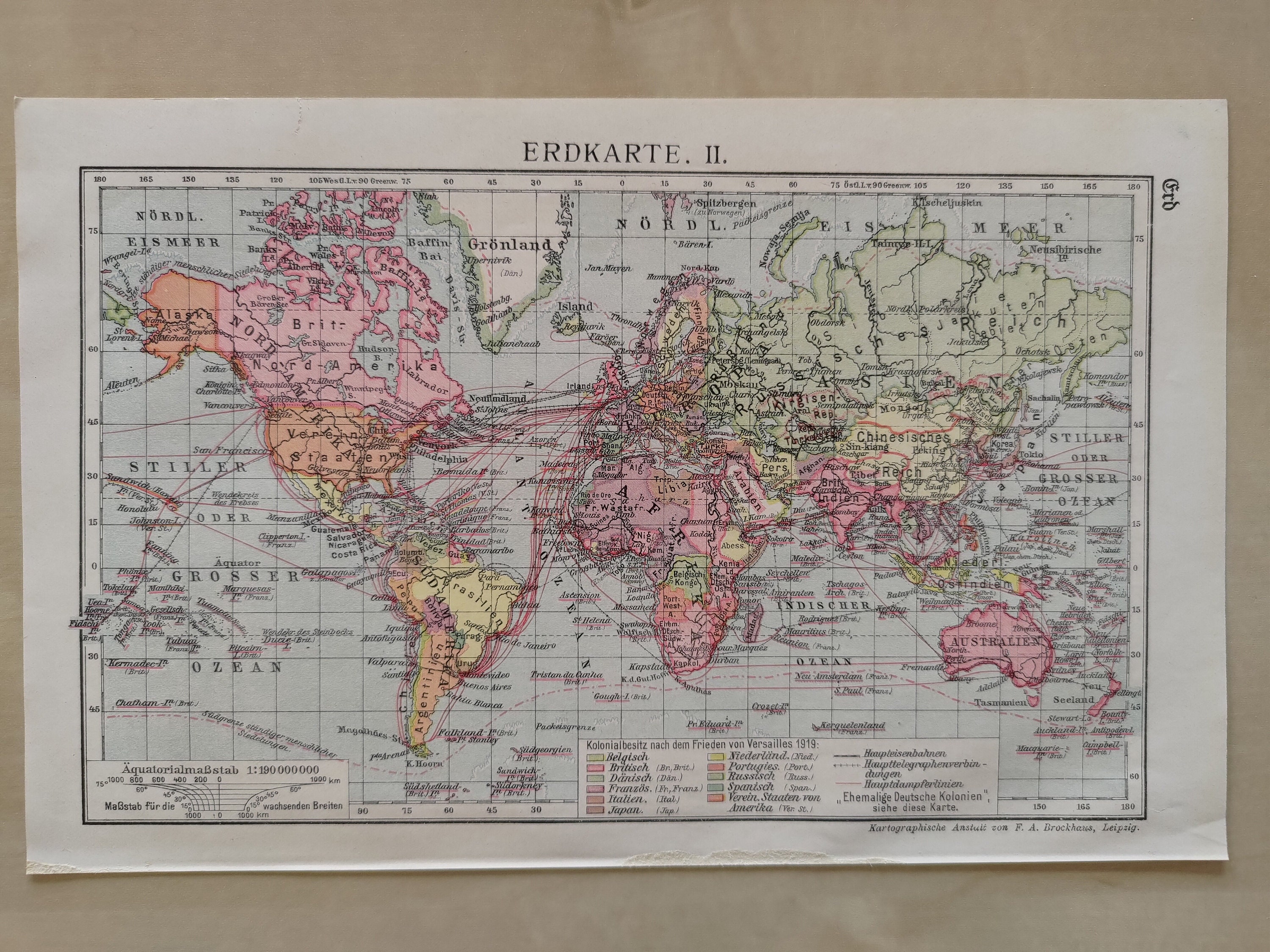 World Map 1923 | Original Picture Print From Old Encyclopedia From 1923 ...