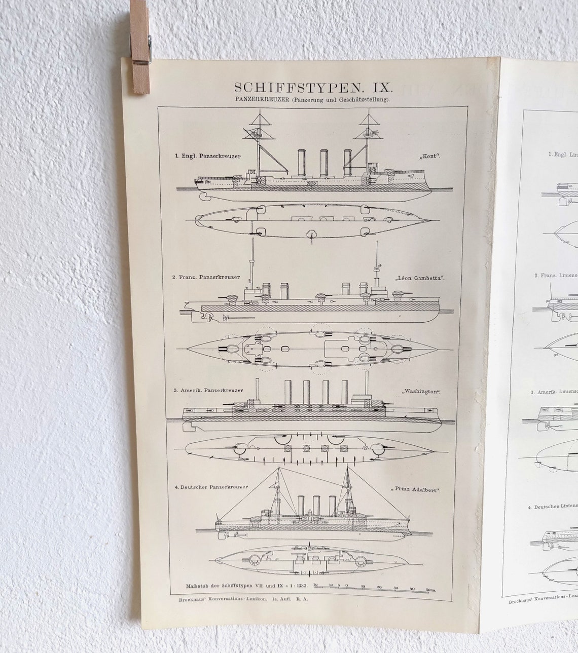 Ship Types 1903, Ironclads | Original Lithograph From an Old ...