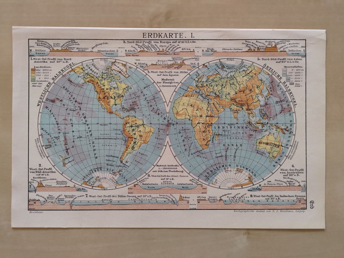 World Map 1923 | Original Picture Print From Old Encyclopedia From 1923 ...