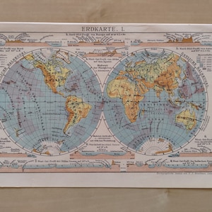 World Map 1923 | Original Picture Print From Old Encyclopedia From 1923 ...