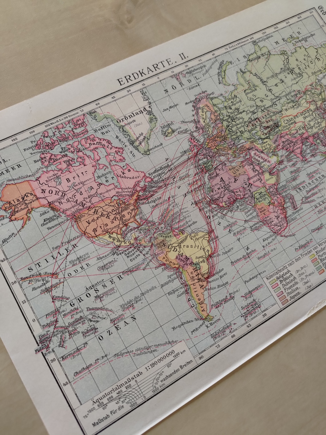 World Map 1923 | Original Picture Print From Old Encyclopedia From 1923 ...