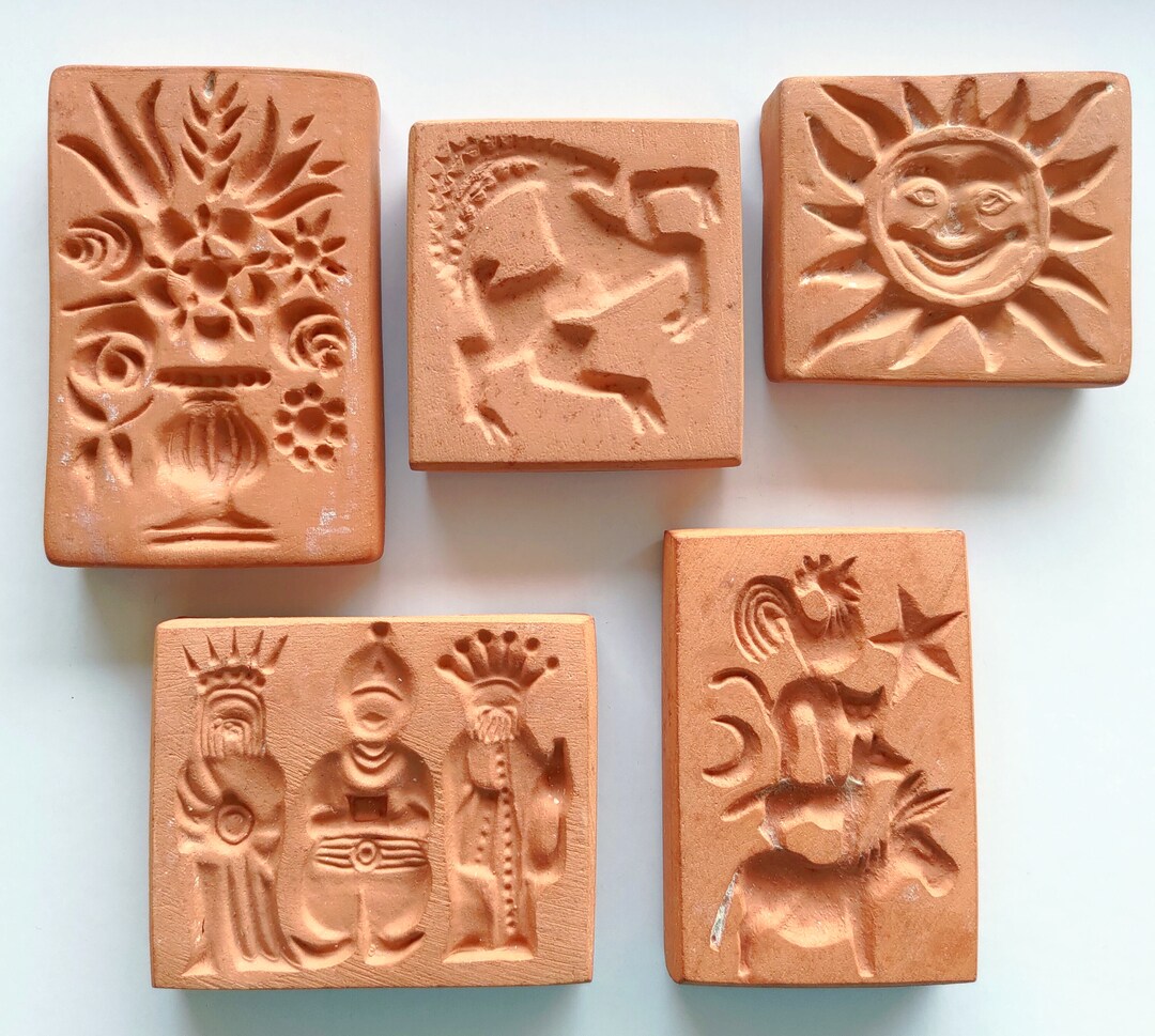5 Small Clay Molds, Casting Mold Motifs Negative Stamp Soap Mold ...