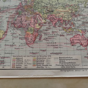 World Map 1923 | Original Picture Print From Old Encyclopedia From 1923 ...