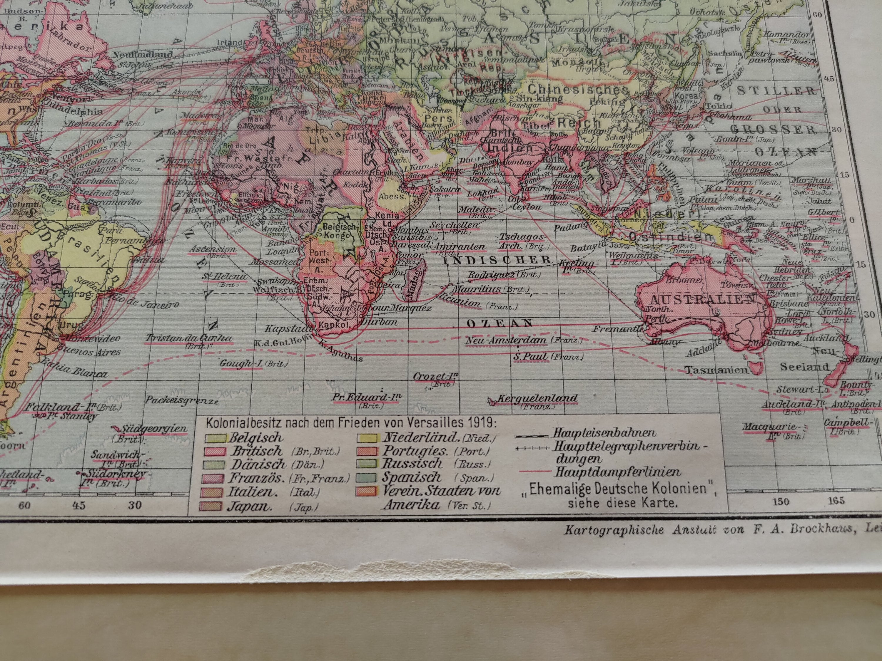 World Map 1923 | Original Picture Print From Old Encyclopedia From 1923 ...