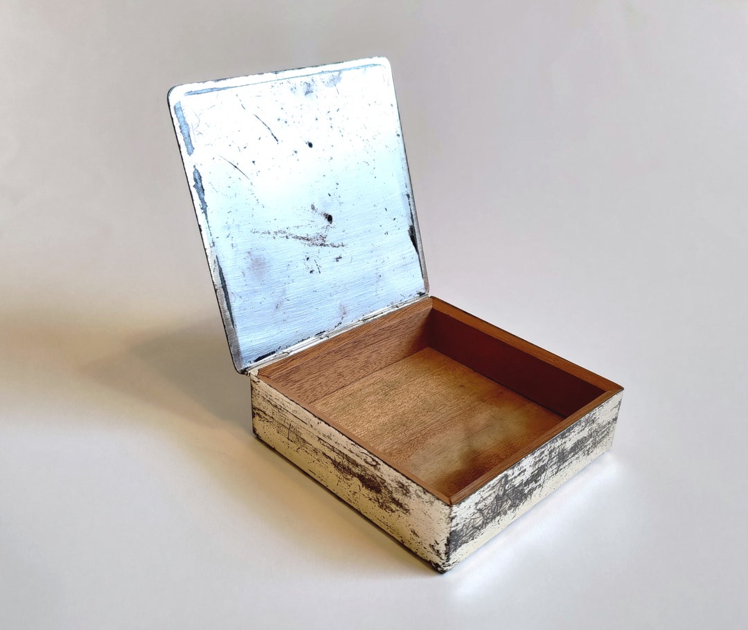 Shabby Chic Box, 9.6x9.6 Cm Square Box in Vintage Style, Vintage Mirror ...